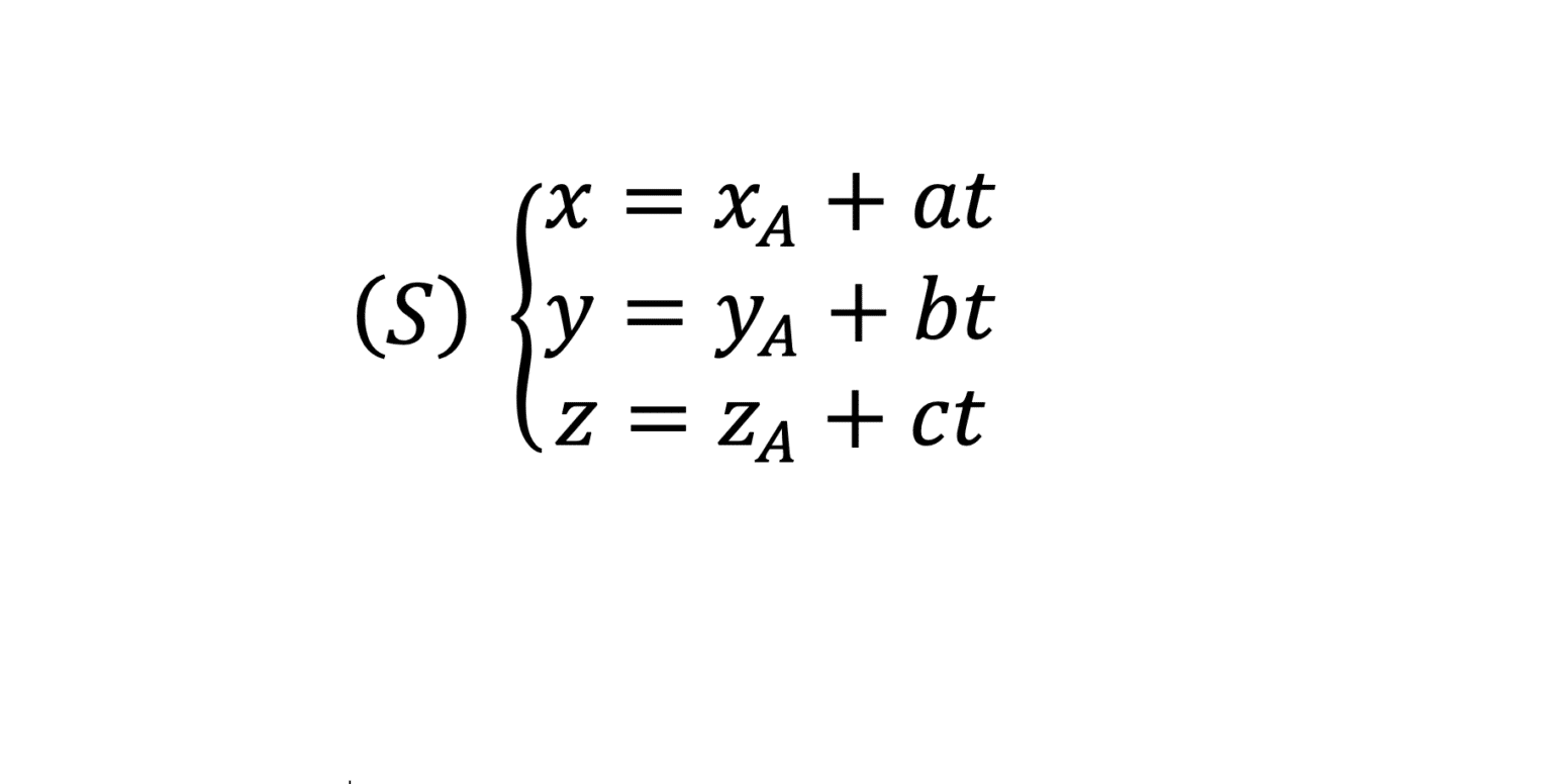 La représentation paramétrique d'une droite